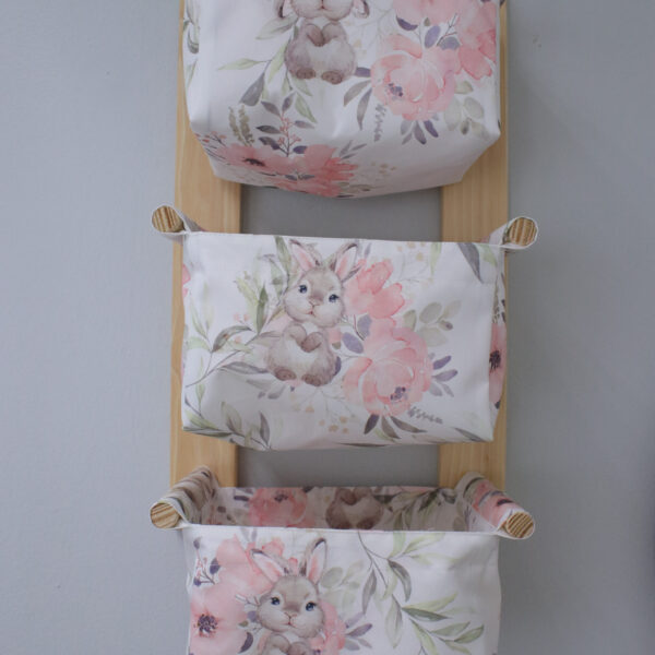 Modern Nappy or Toy Stacker with Wooden Frame – Bunny Soft Rose Set ...